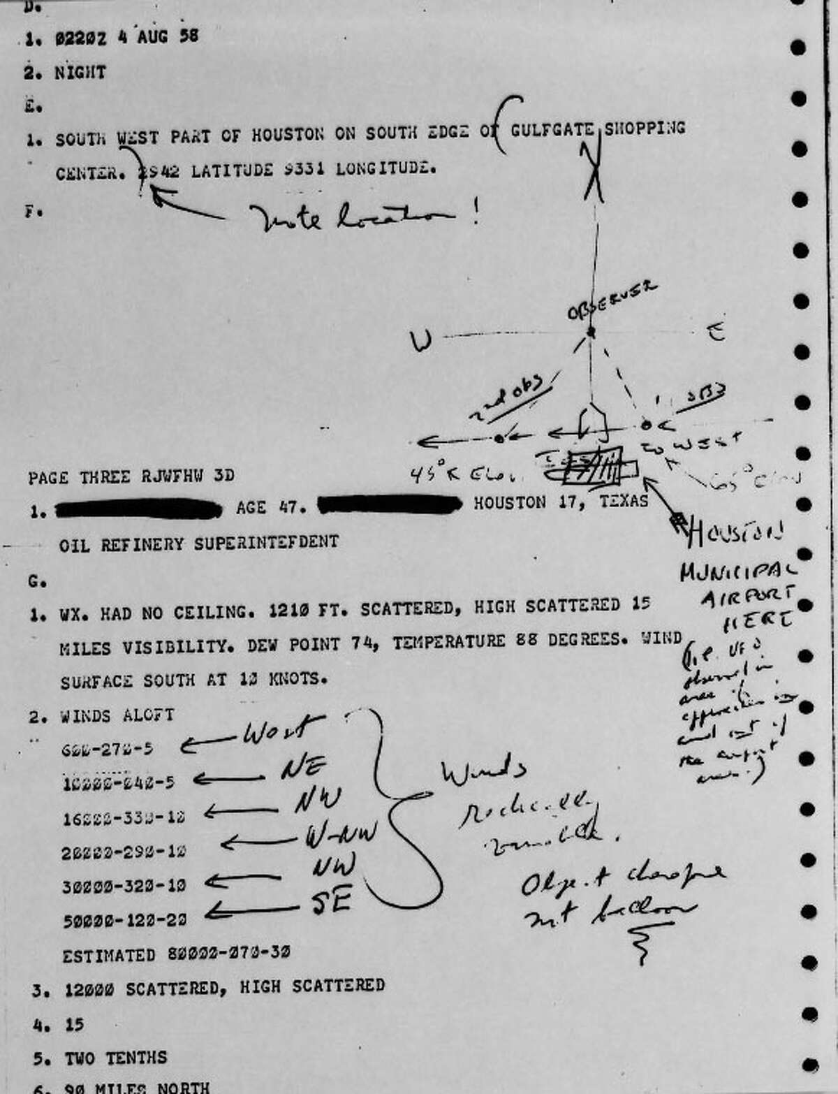 Project Blue Book reveals Houston UFO incidents