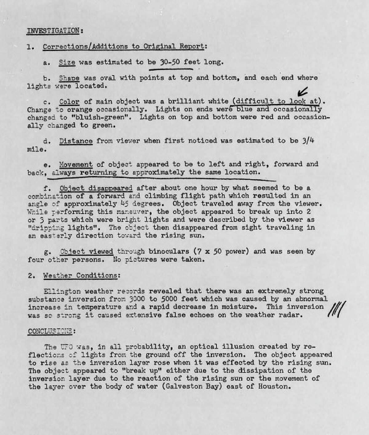 Project Blue Book reveals Houston UFO incidents