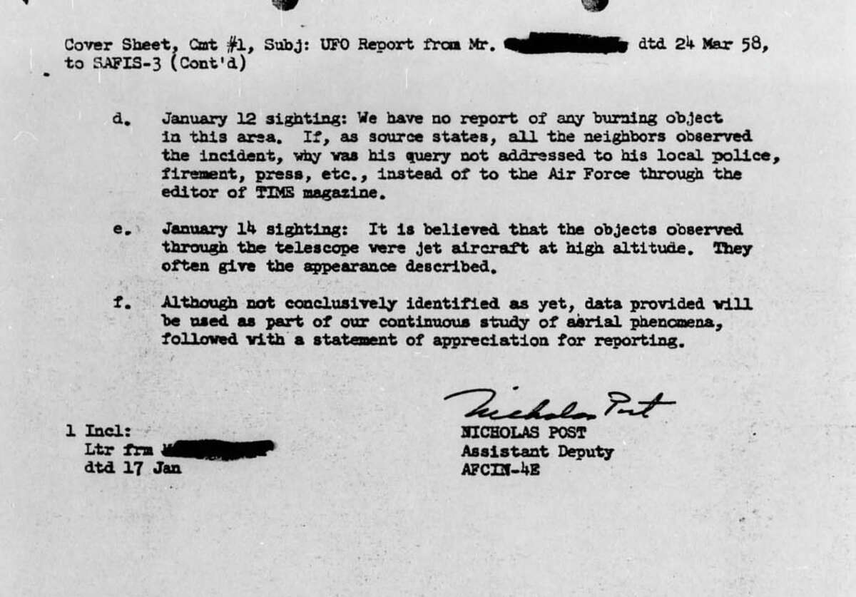 Project Blue Book reveals Houston UFO incidents