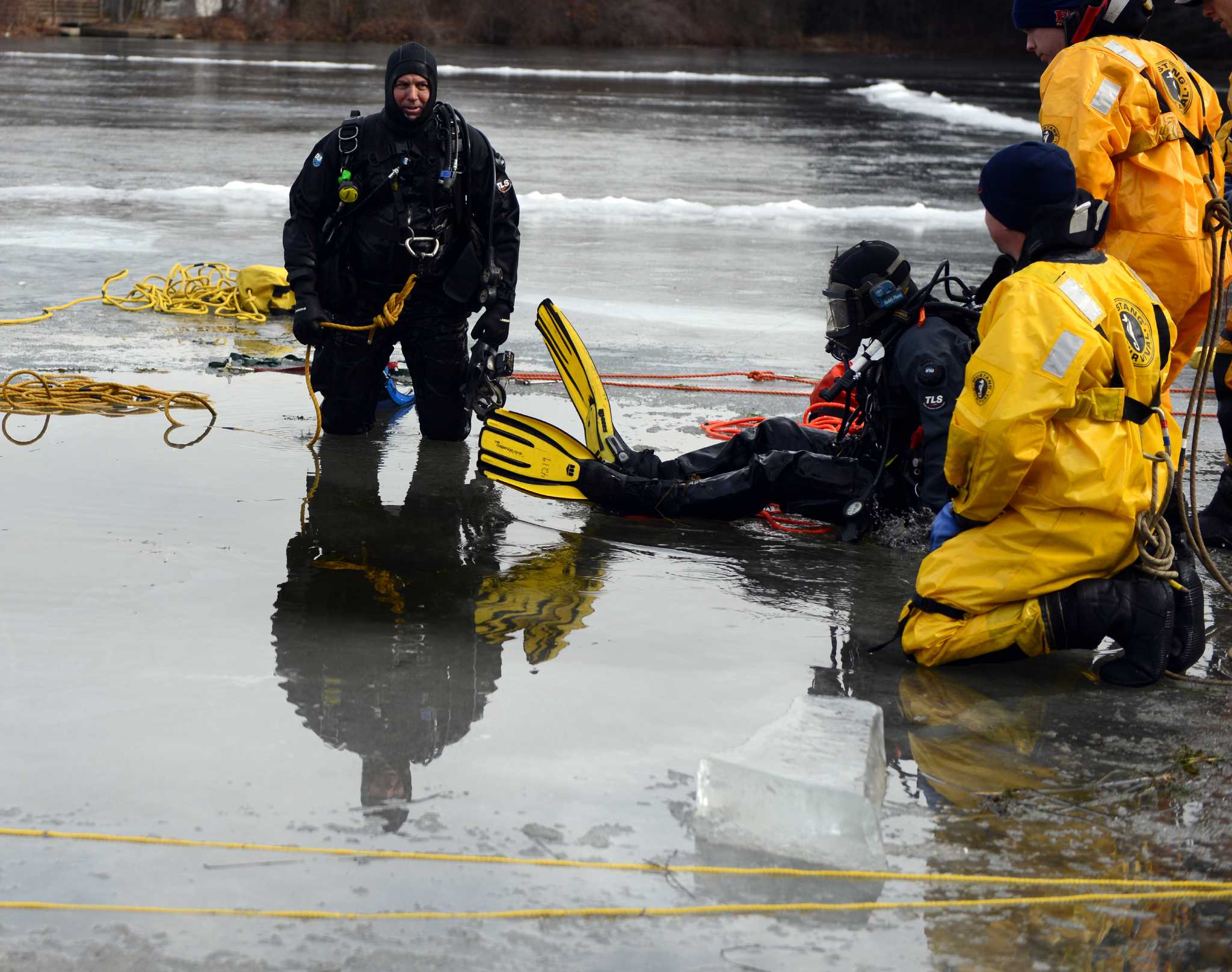 Thin ice: Milford divers practice ice rescues