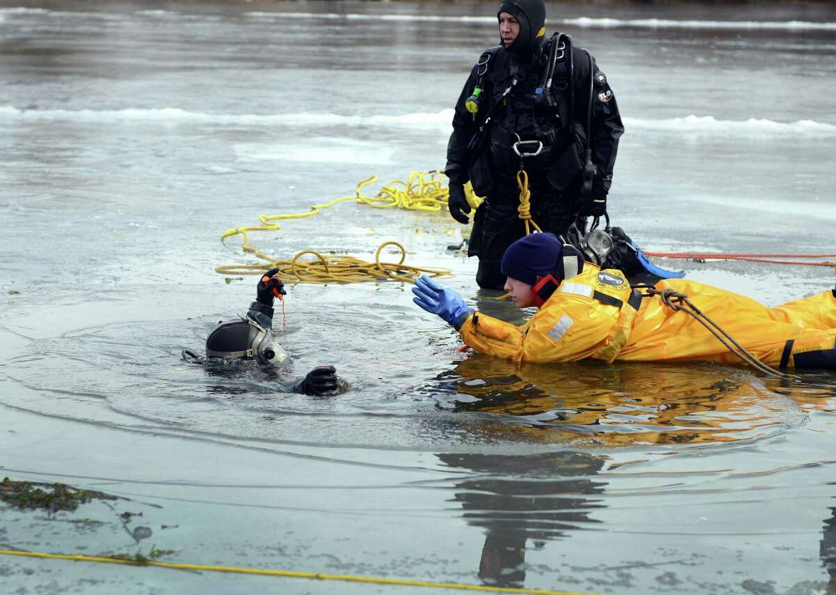 Thin ice: Milford divers practice ice rescues