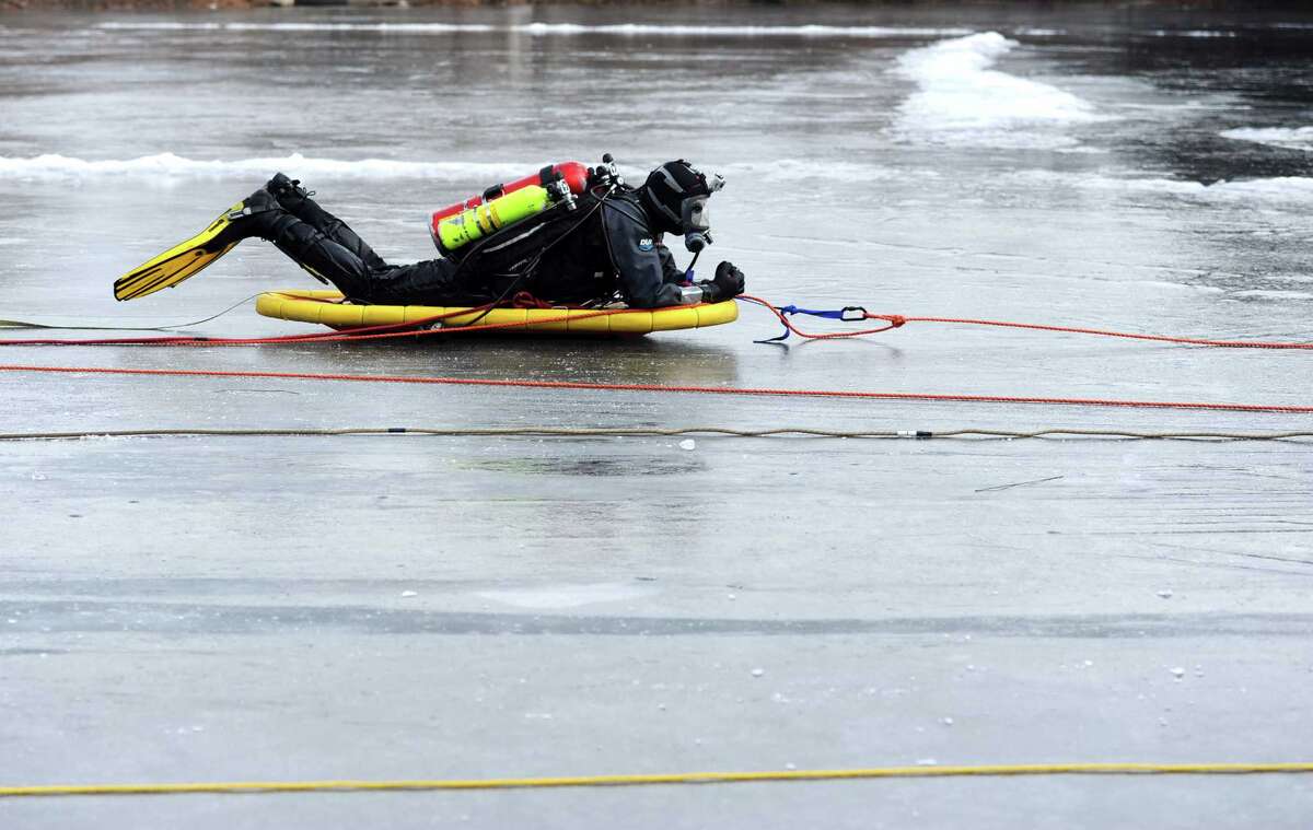 Thin ice: Milford divers practice ice rescues
