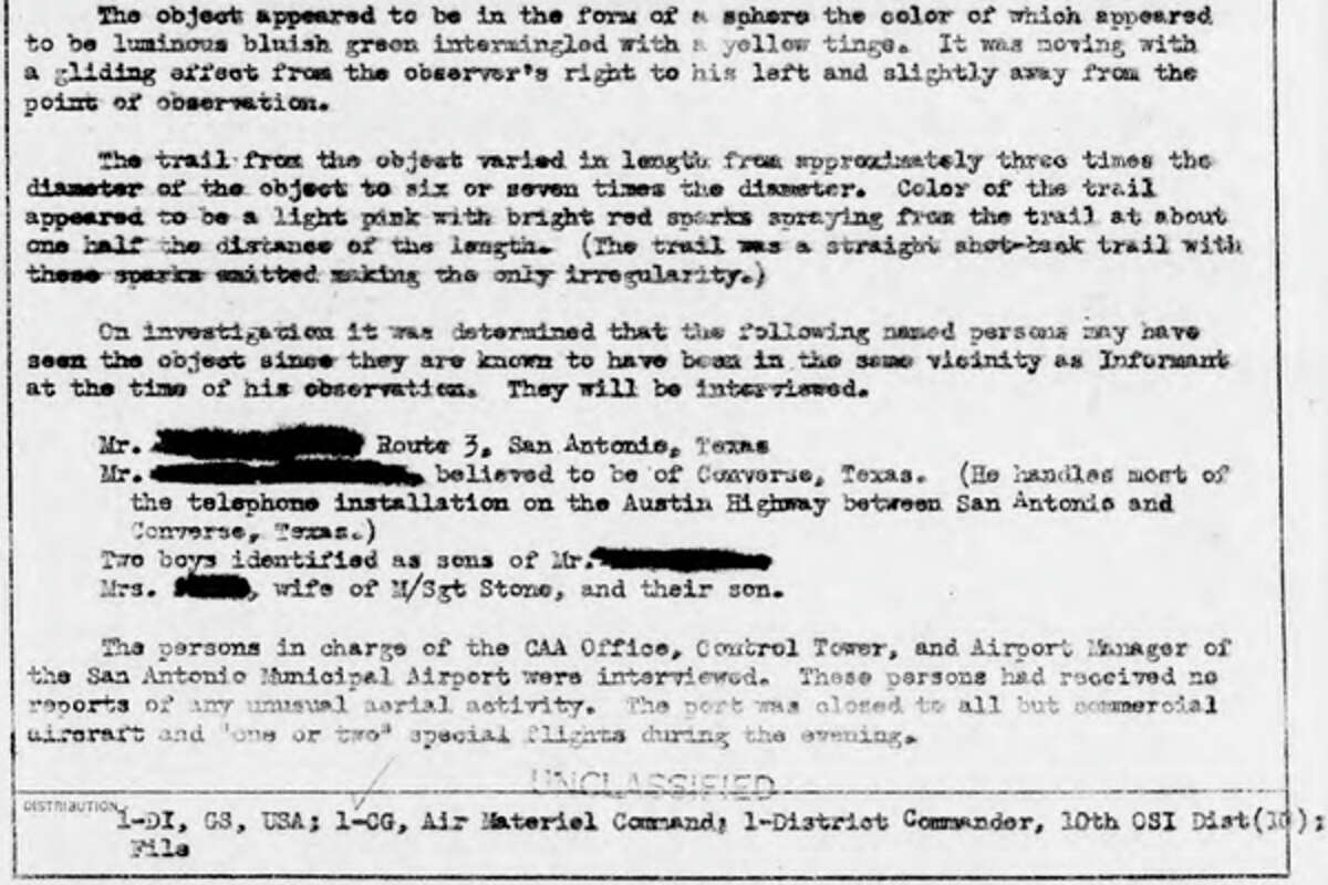 'Project Blue Book' UFO files reveal strange San Antonio sightings from ...