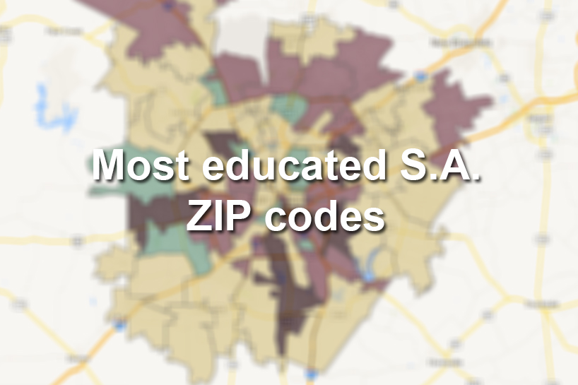 Bexar County ZIP codes where the highest percent of adults have higher ...