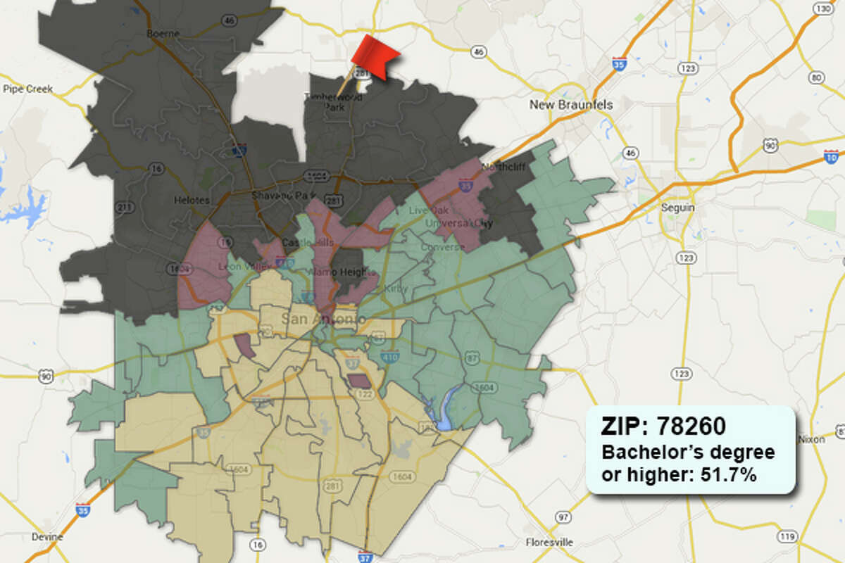 Map: The most and least educated areas of Bexar County