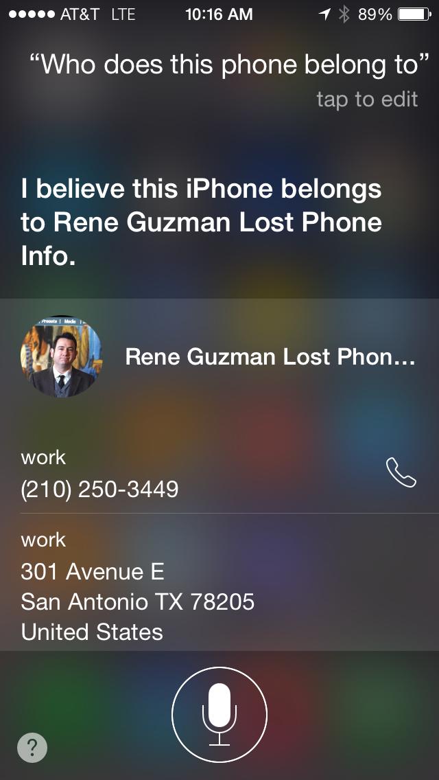 Found a lost iPhone? Ask Siri who owns it.