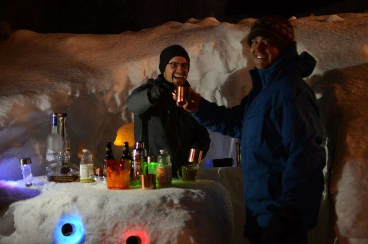 This Texas couple built an awesome bar out of snow