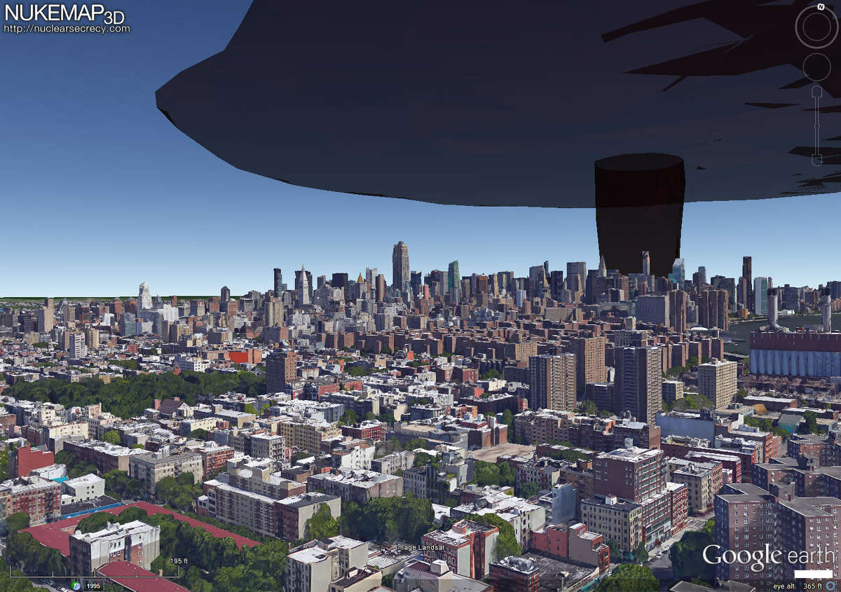 What a nuclear bomb falling on Houston and other cities would look like