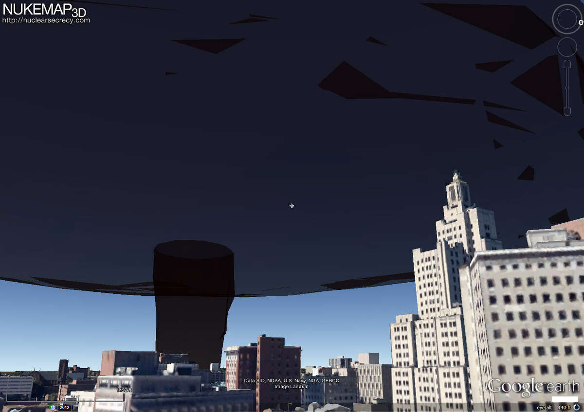 What a nuclear bomb falling on Houston and other cities would look like