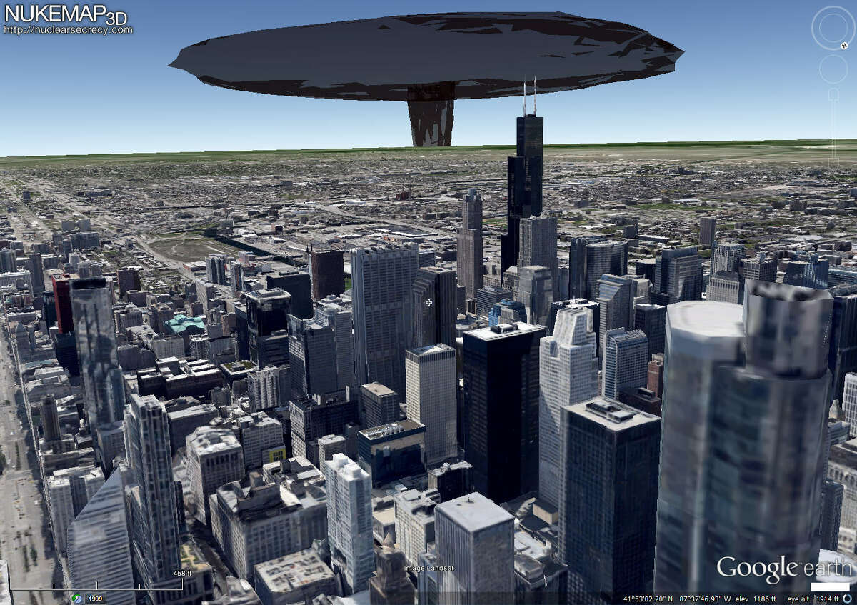 What a nuclear bomb falling on Houston and other cities would look like