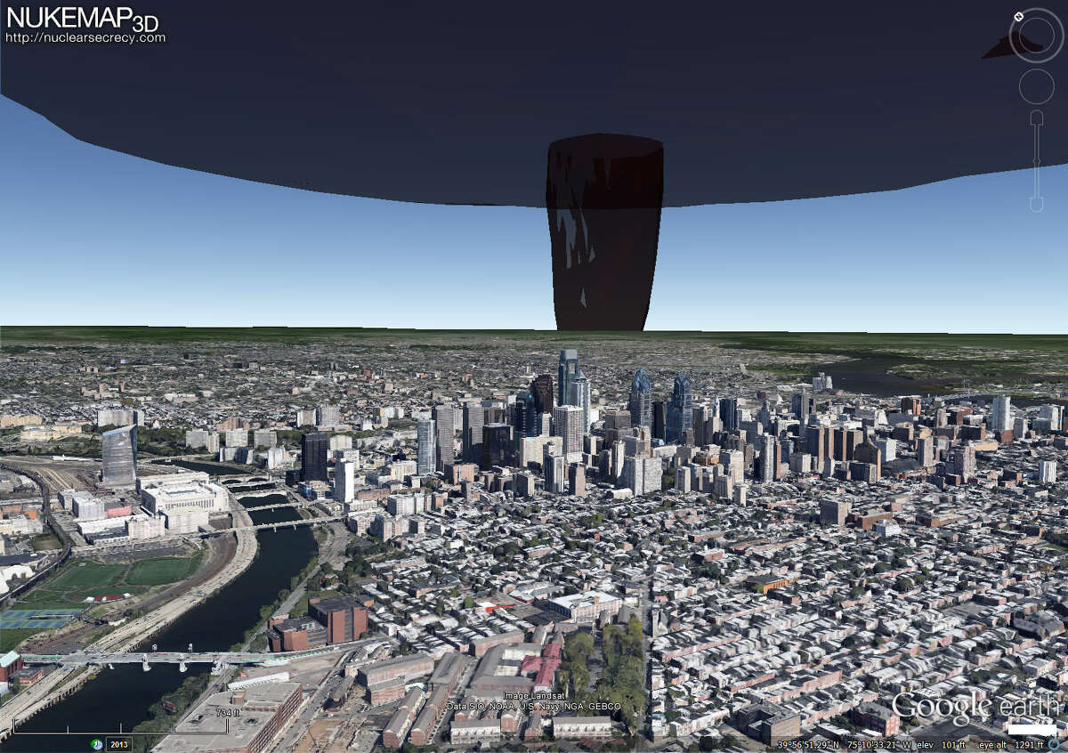 What a nuclear bomb falling on Houston and other cities would look like