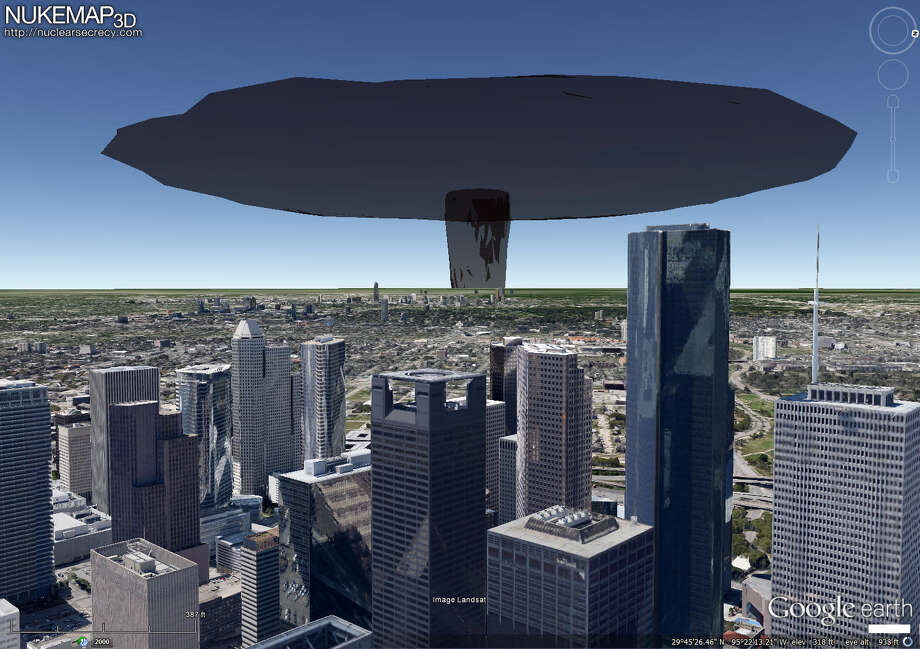 What a nuclear bomb falling on Houston and other cities would look like ...