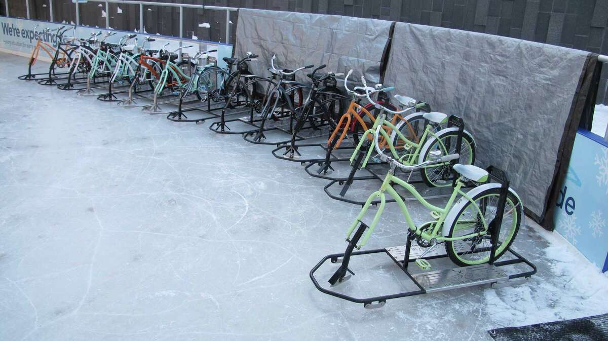 Ice bikes skate out onto the rink
