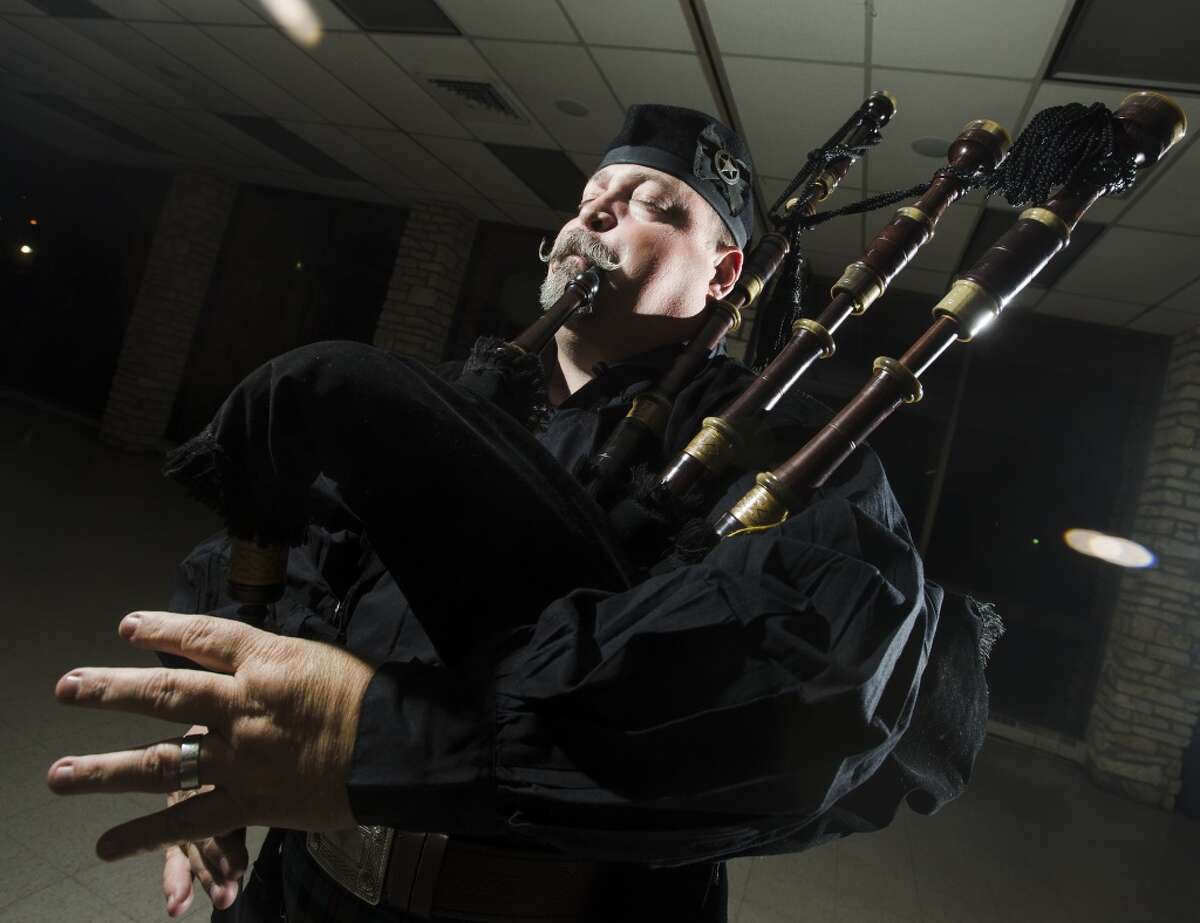 Bagpiper practices for Police Memorial Day