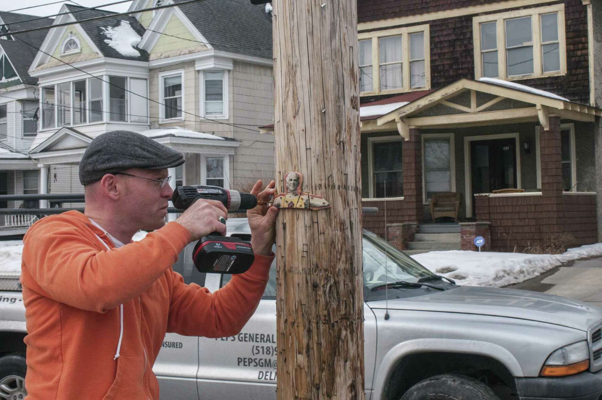 Telephone poles in Albany are a place for art