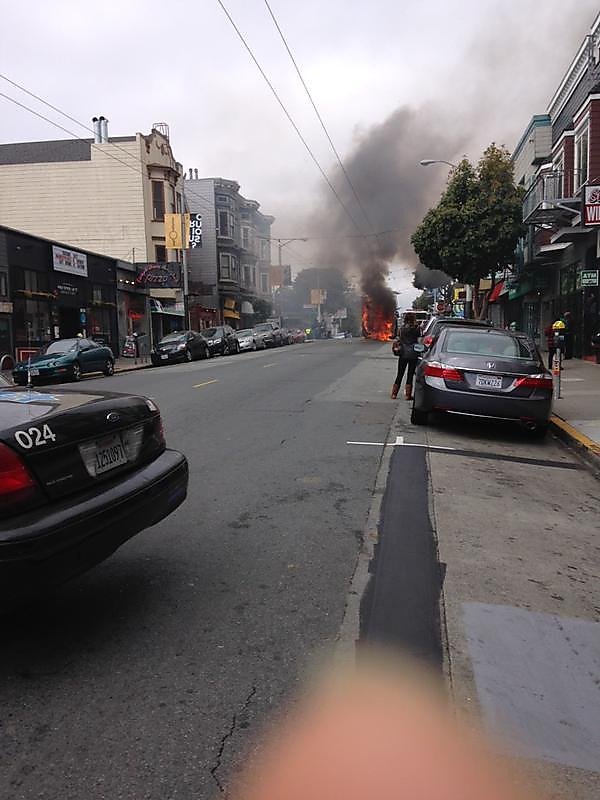 Tour bus bursts into flames on Haight Street