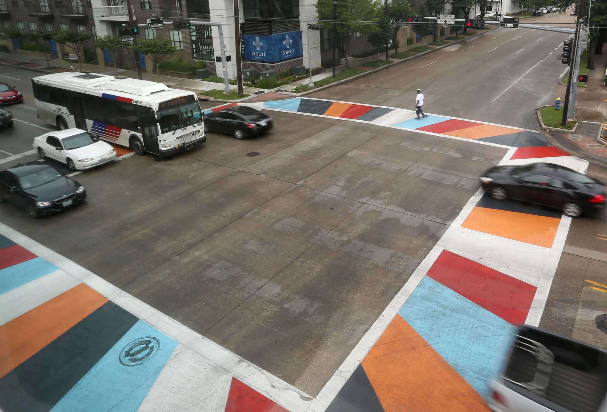 Colorful Midtown crosswalk a study in art and motion