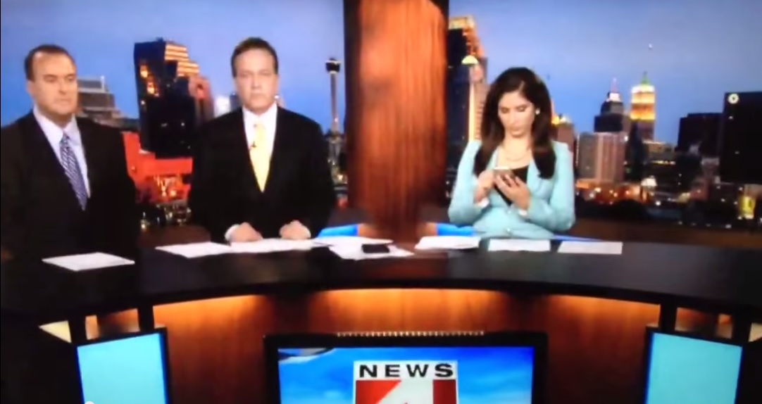 WOAI-TV anchor Evy Ramos caught on Facebook during newscast