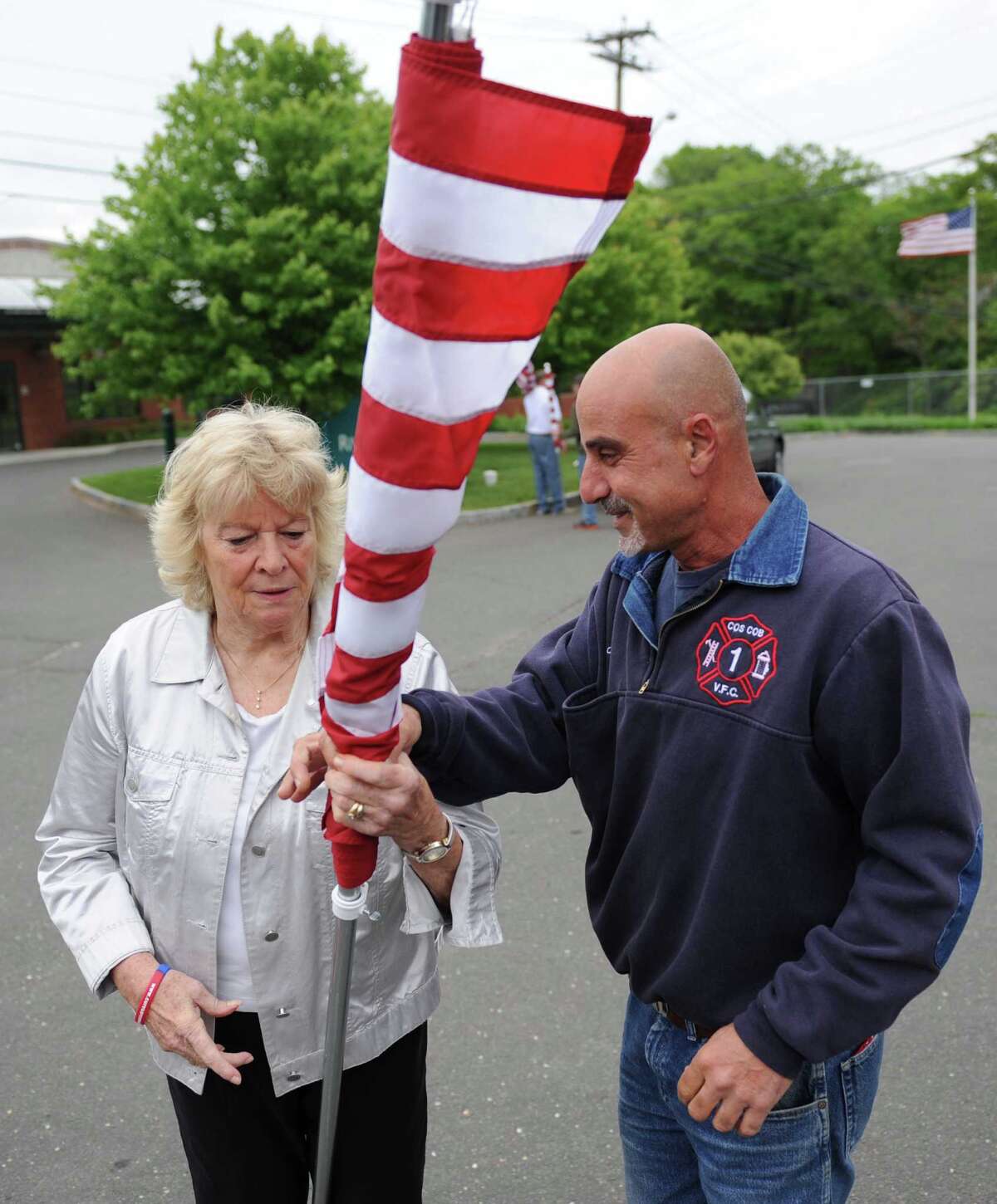 American flags are back on Greenwich bridge