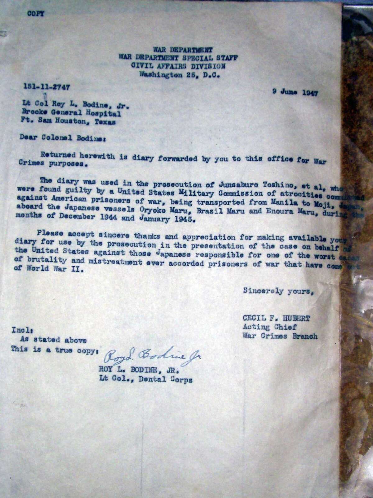 POW’s diary details Japanese atrocities