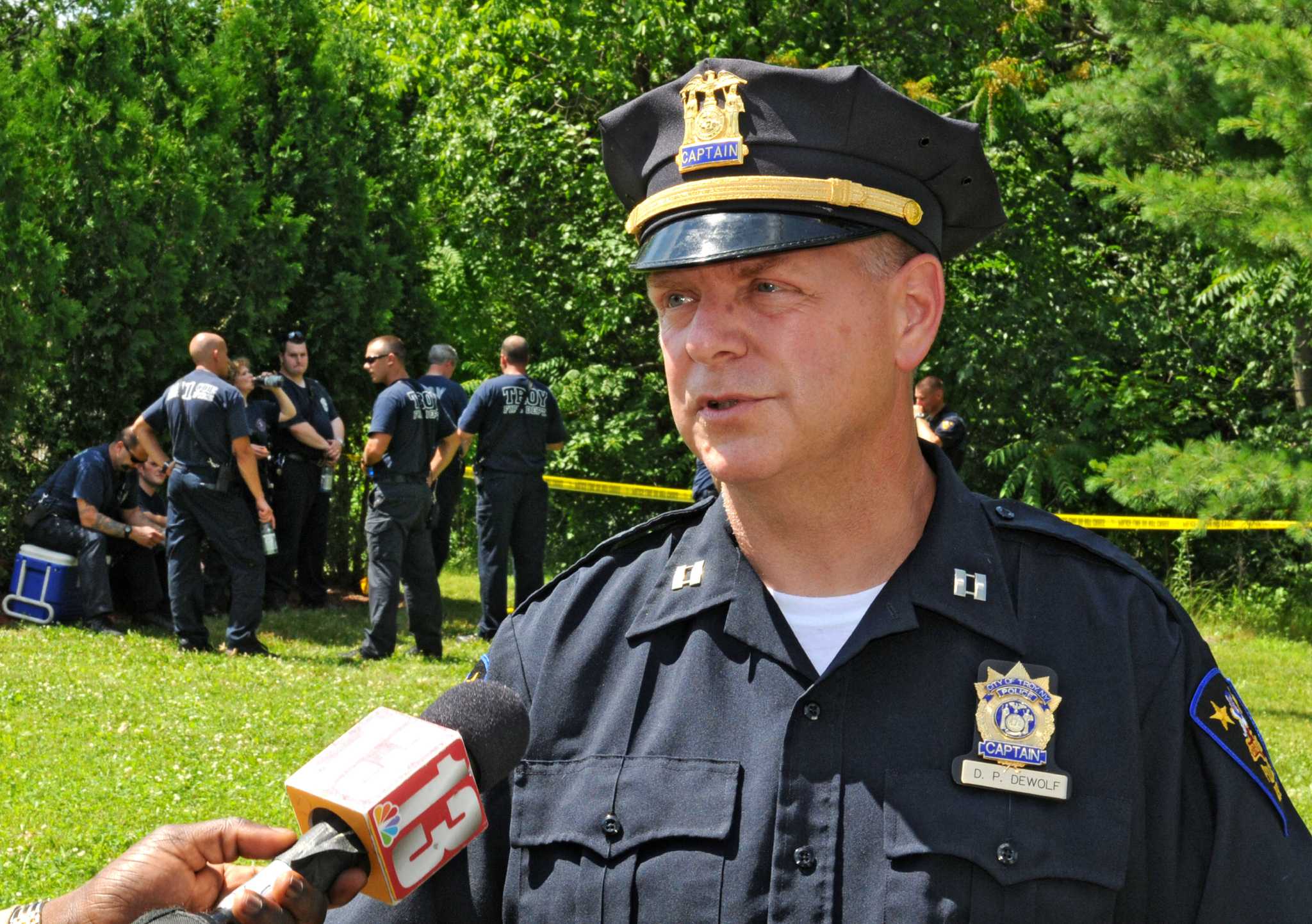 Troy police Capt. Dan DeWolf takes the stage