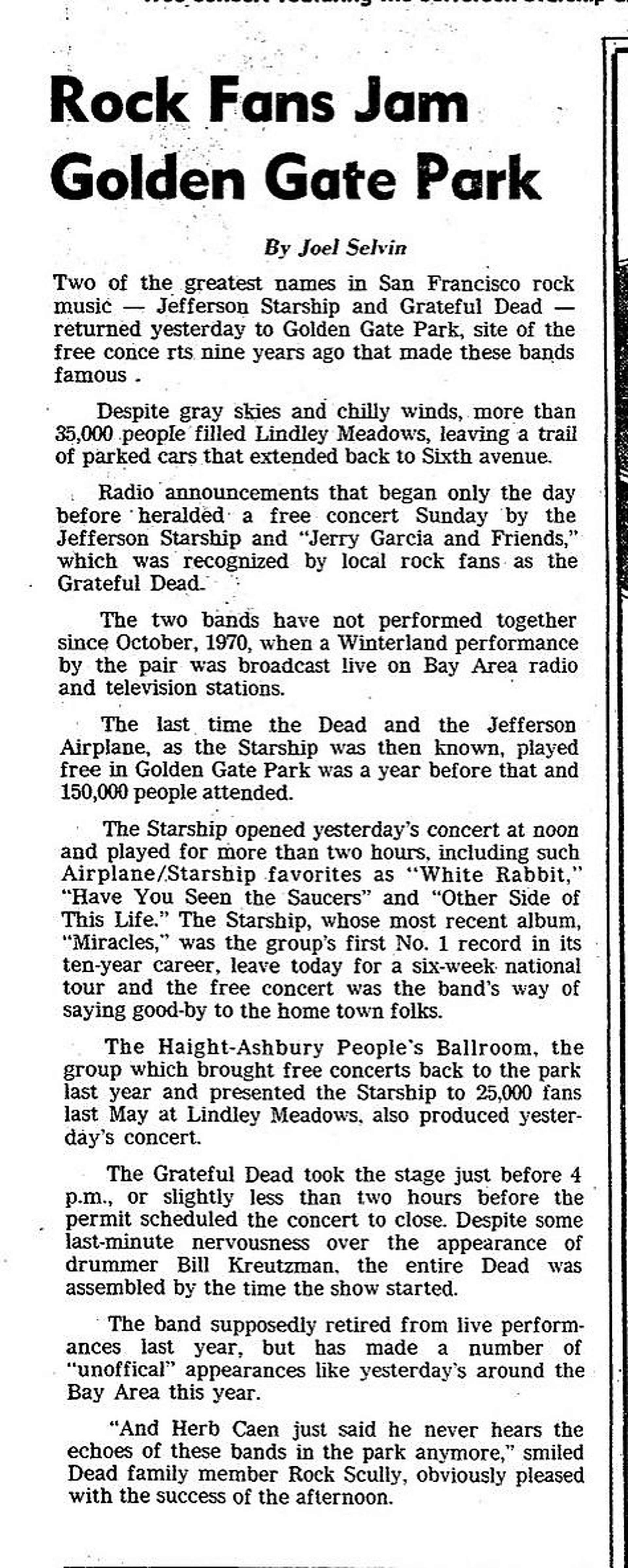 Grateful Dead in SF: Surprise Golden Gate Park concert a Deadhead delight