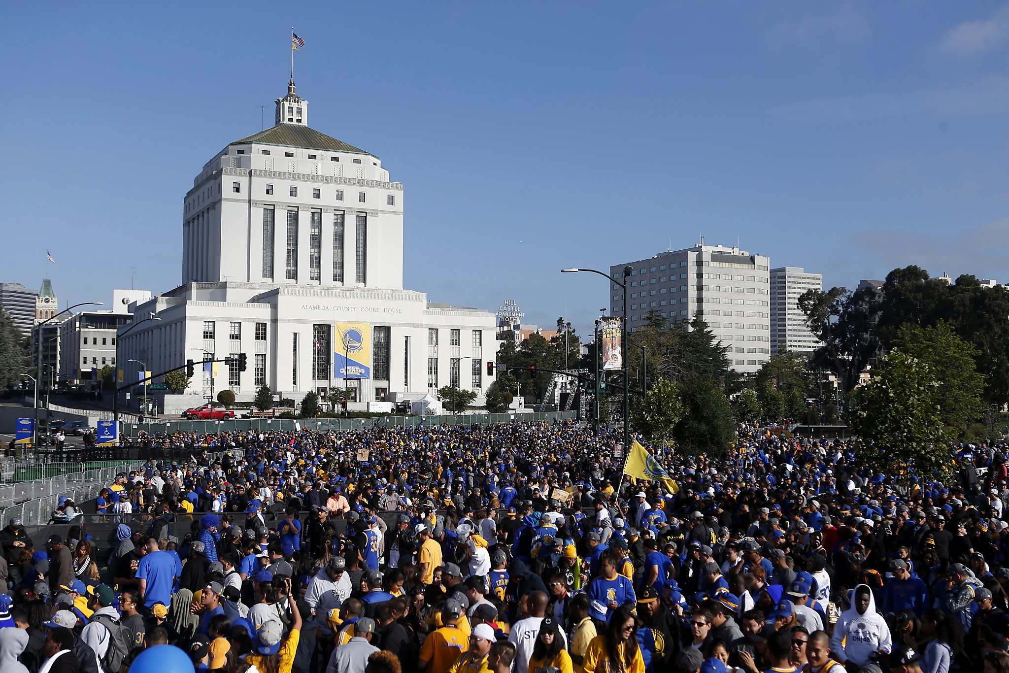 Fans Gather for Golden State Warriors 2015 NBA Championship Parade