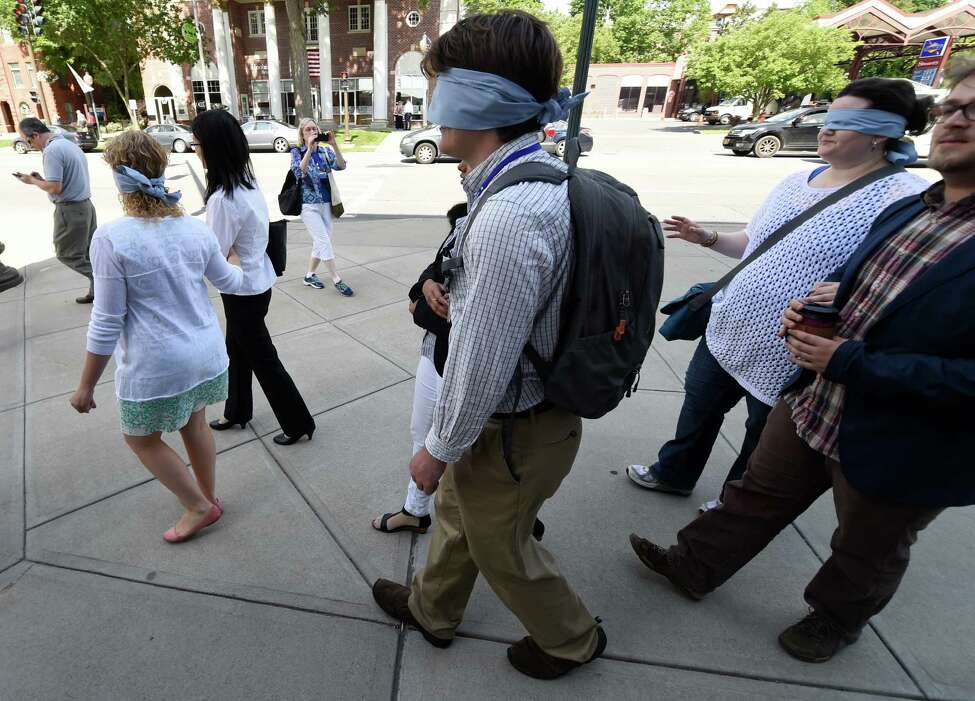 Blindfold walking challenge accepted in Saratoga Springs