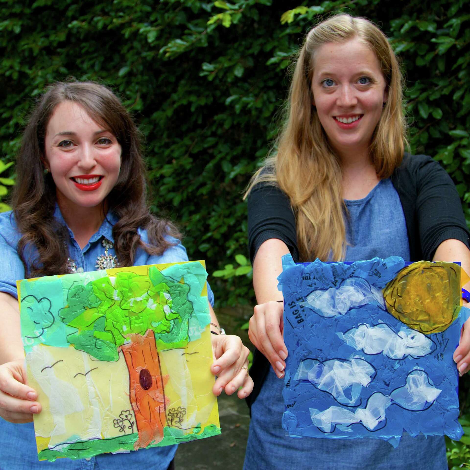 Make a collage with recycled plastic bags