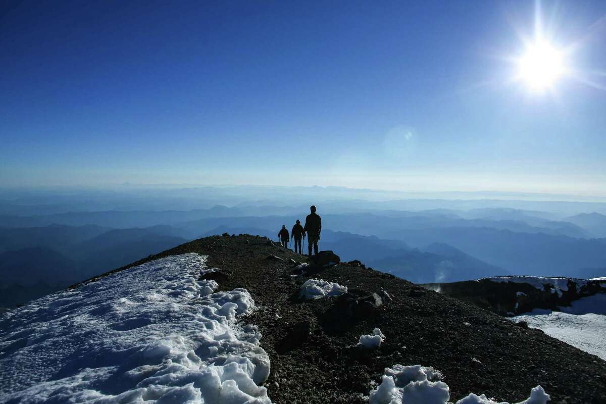 Climbing to the summit of Mount Rainier