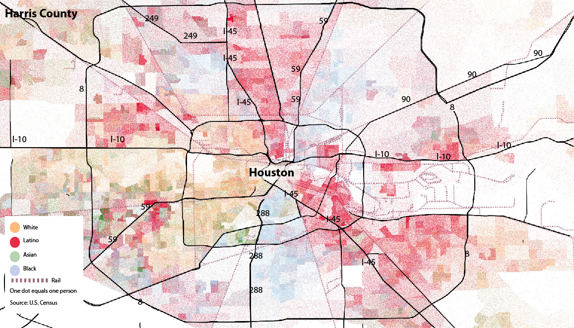 Maps show visible racial divides in major Texas cities