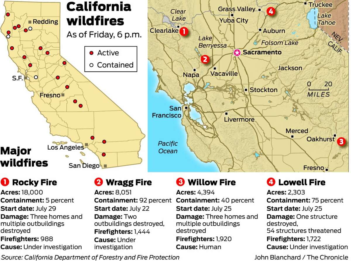 Clear Lake wildfire spreads to 71 square miles as other blazes rage