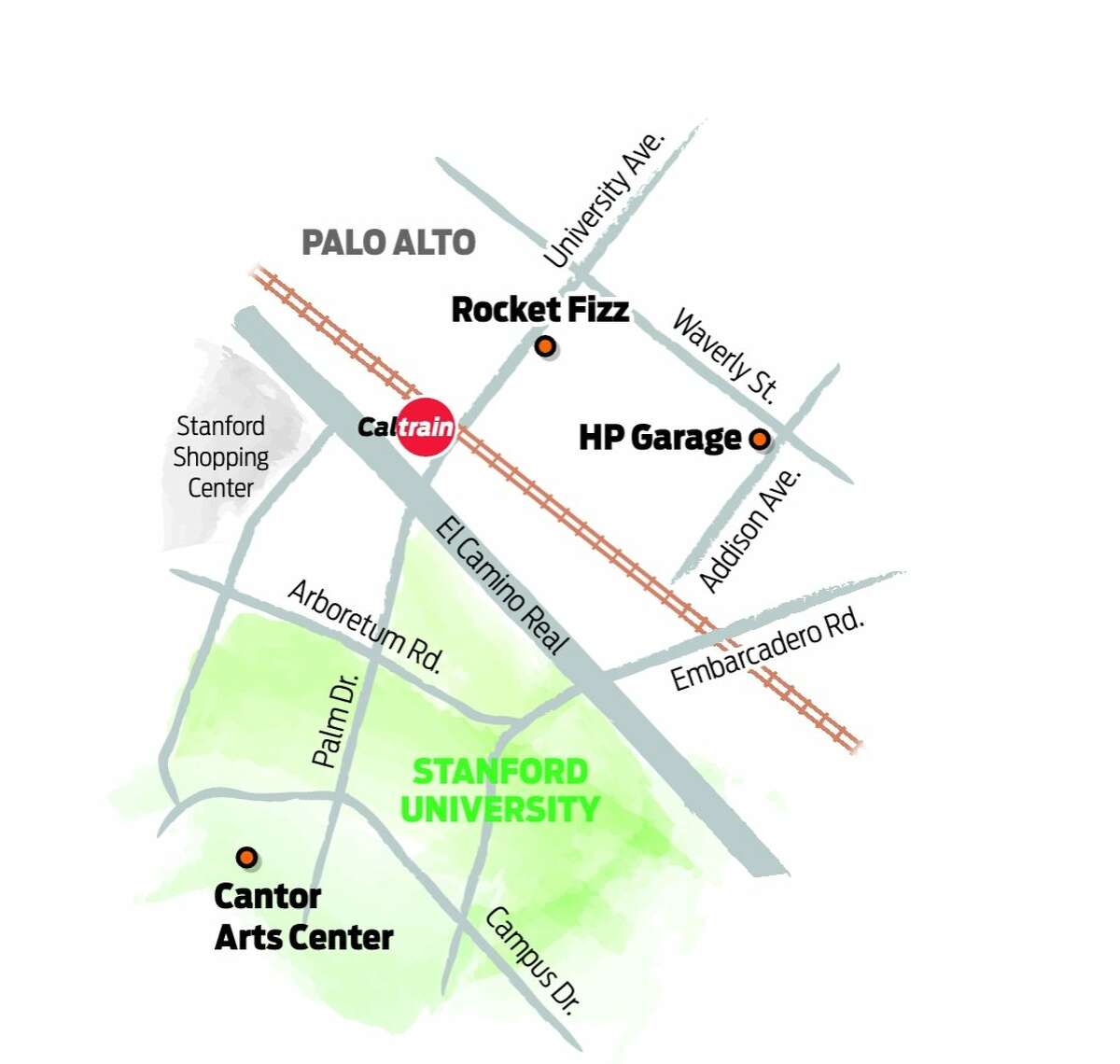 Interesting sights within walking distance of Caltrain stops