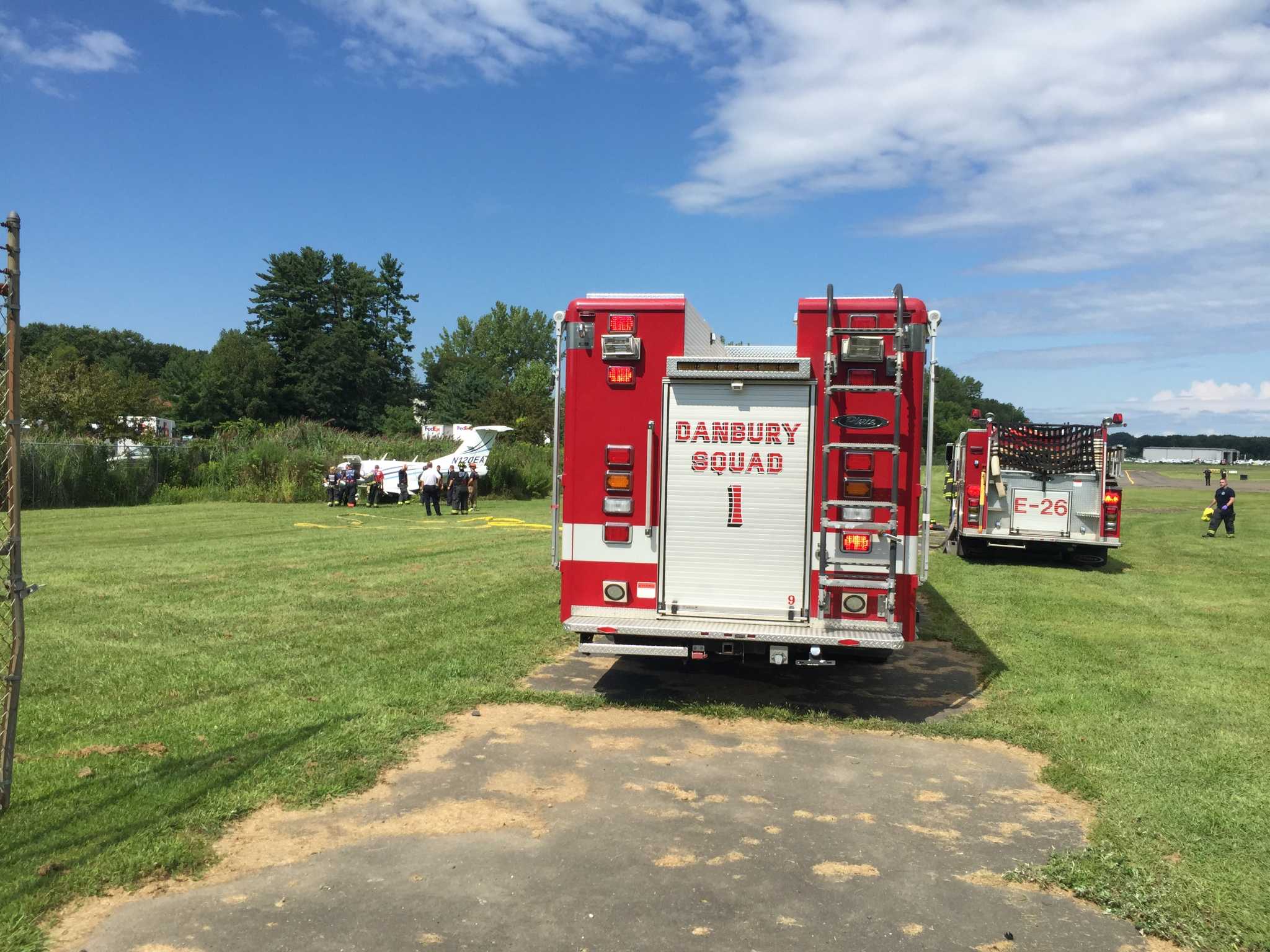 Plane skids off runway at Danbury airport