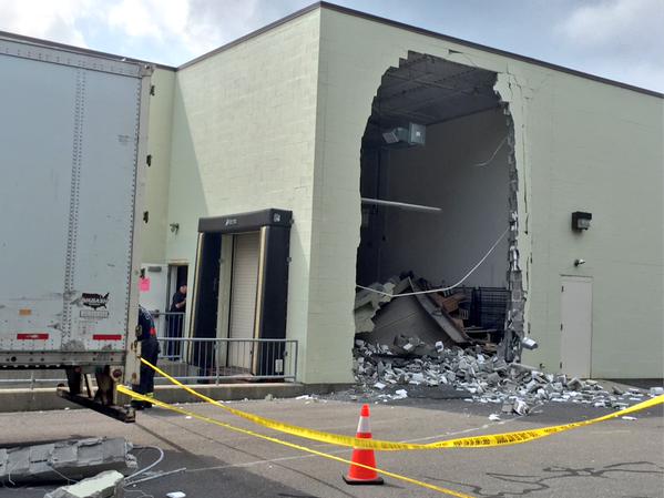 Truck smashes wall at Danbury shoe store