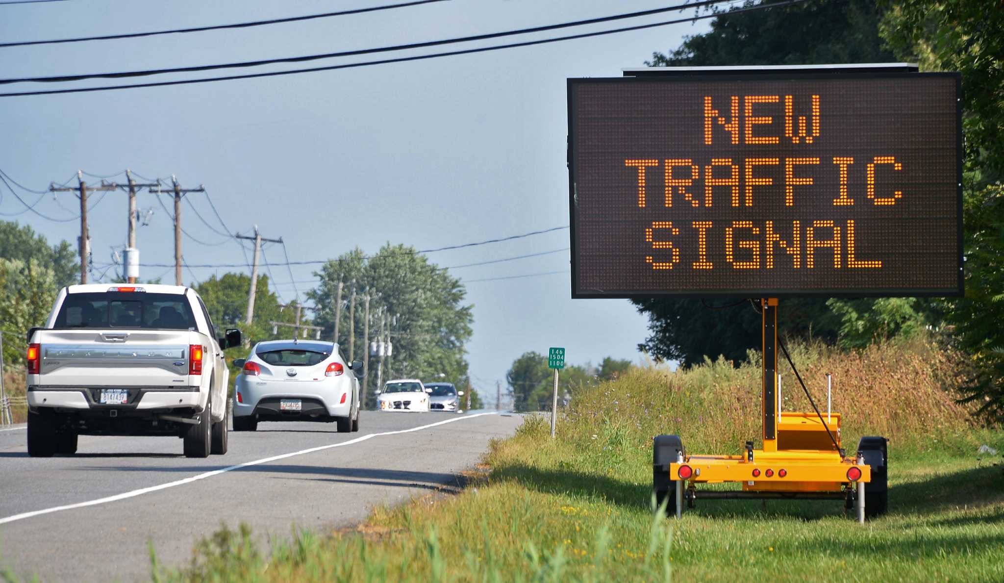 Blinking yellow light ahead