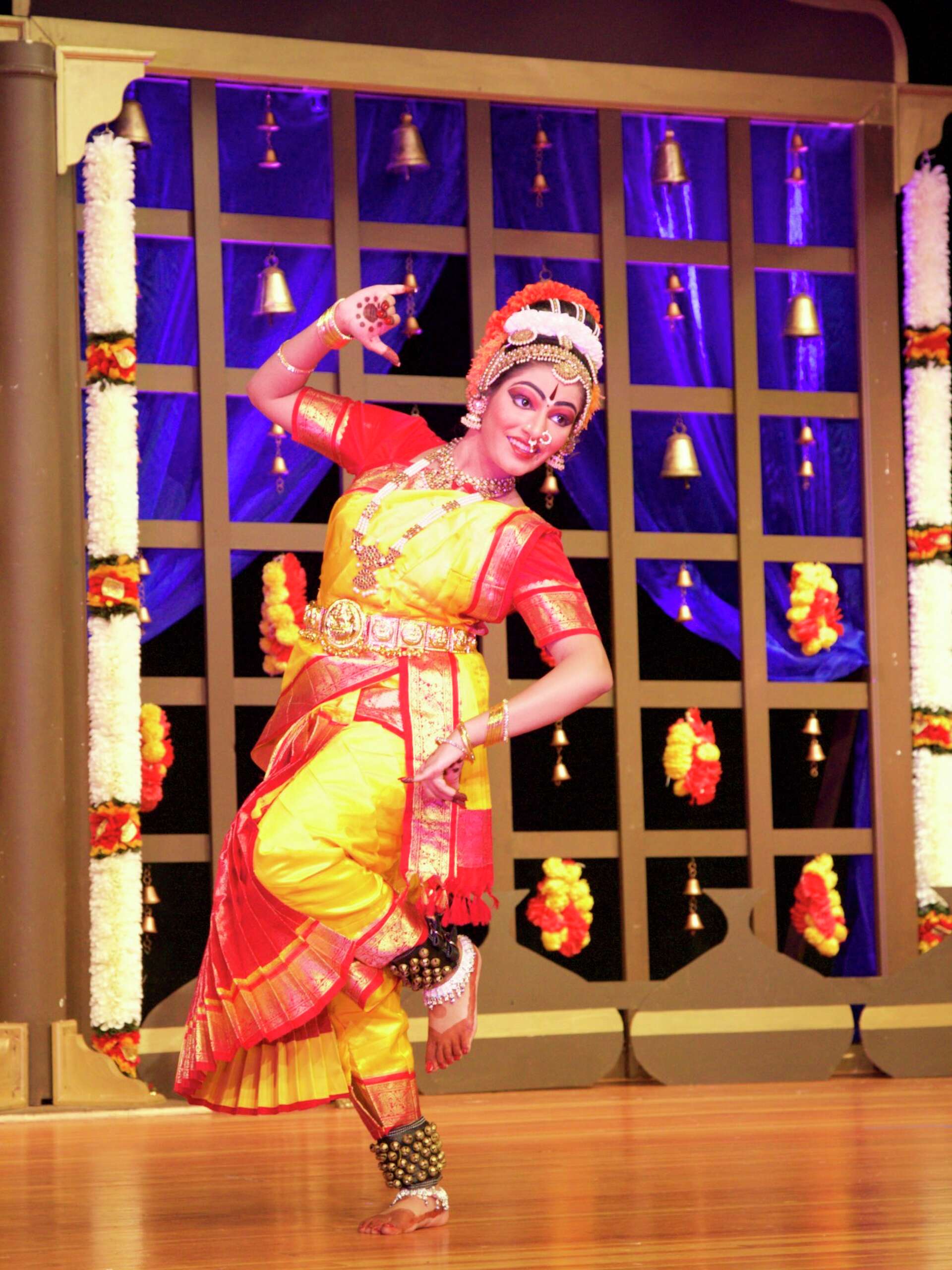 High school girl learns Indian classical dance