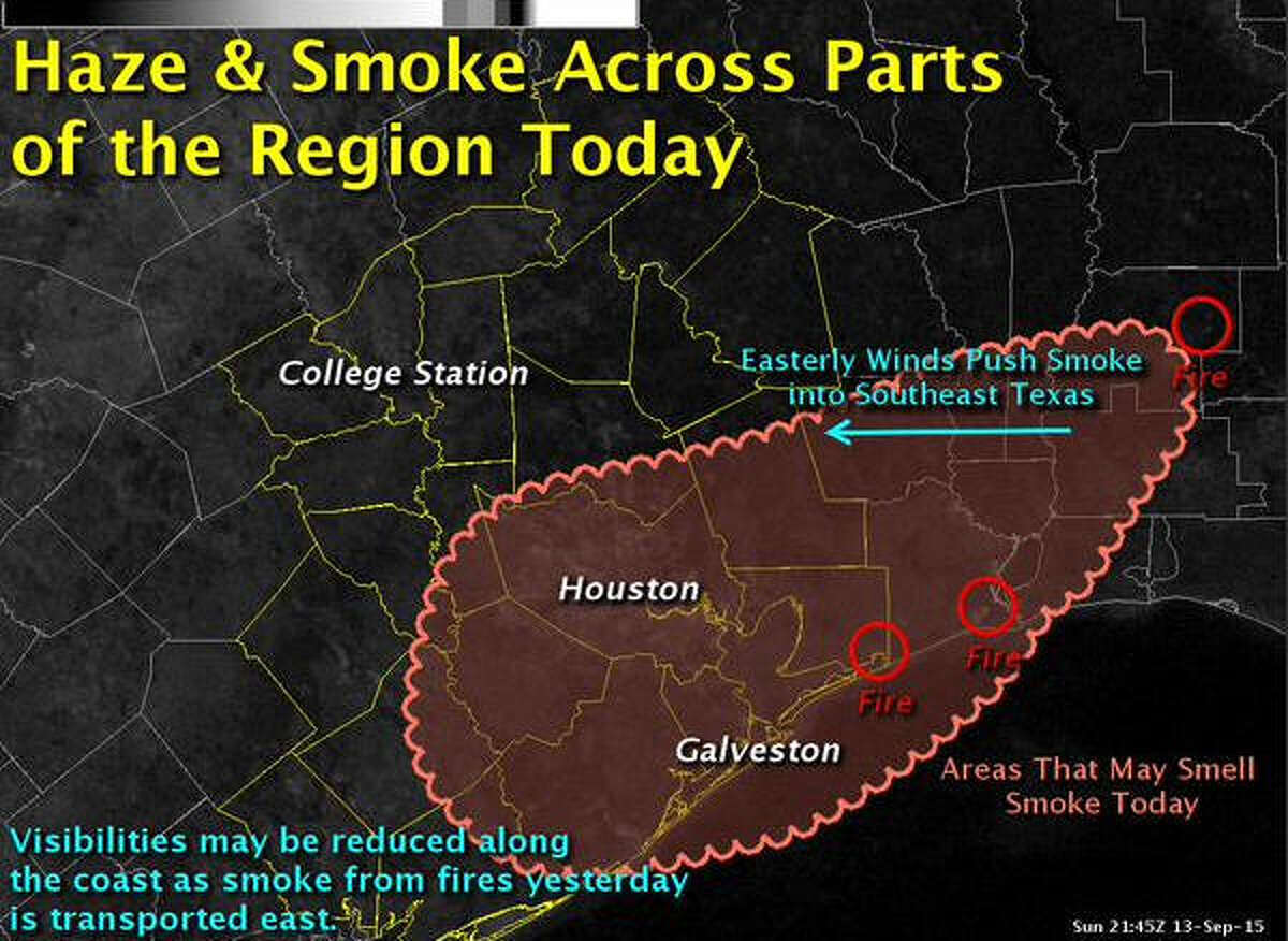 Monday smoky from east Texas fires