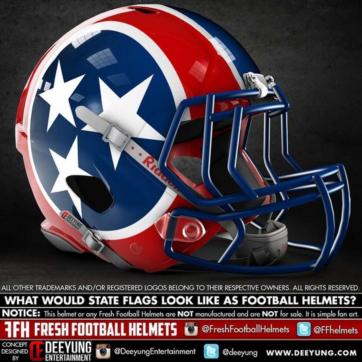 Football helmets redesigned to look like state flags