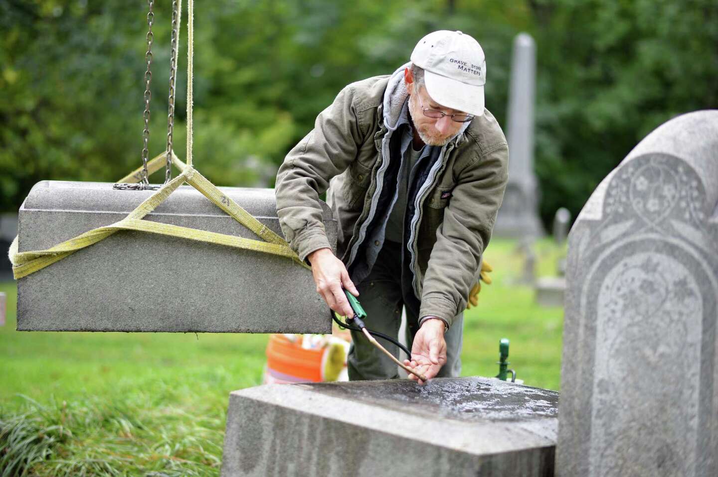 Restoring historic gravestones in Albany Rural Cemetery — gently