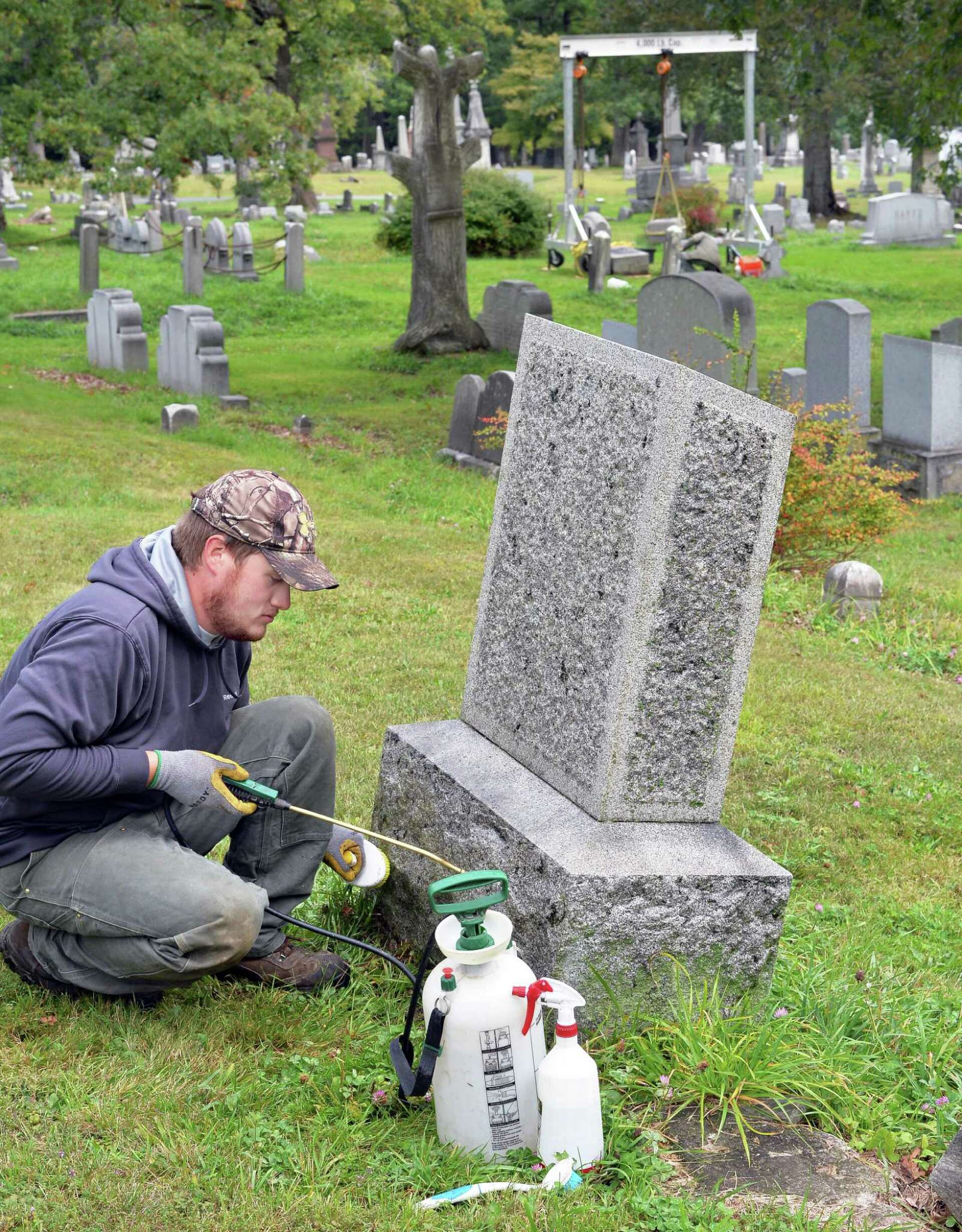 Restoring historic gravestones in Albany Rural Cemetery — gently
