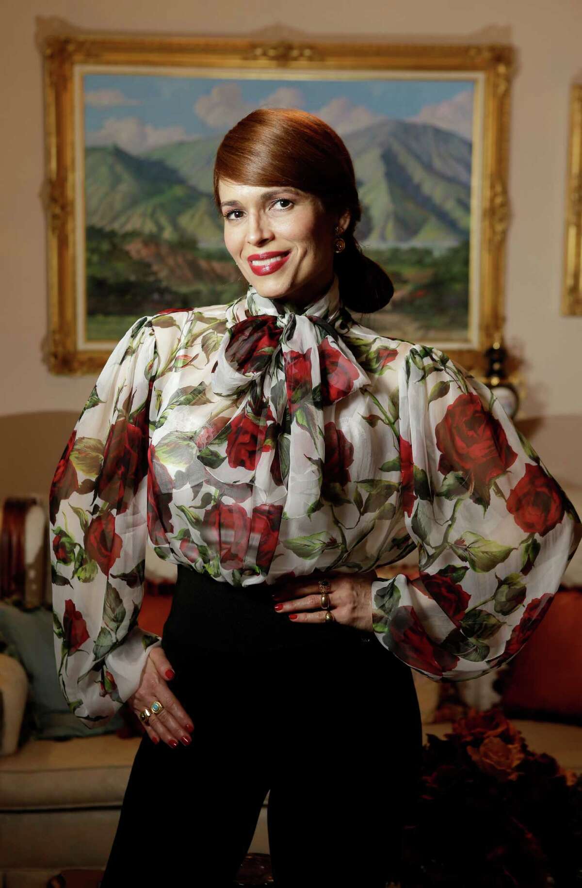 She's dressed up in style