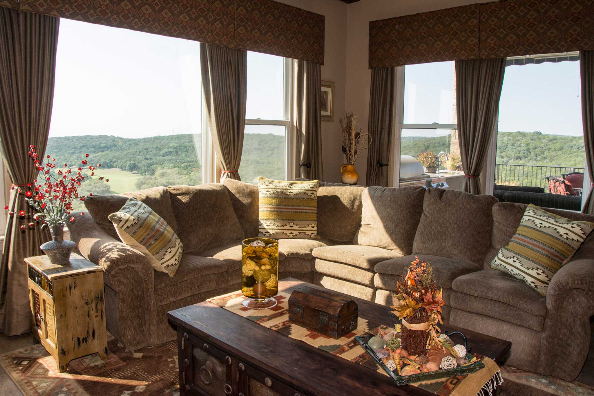 Spaces: Windows open to a broad view from hilltop home