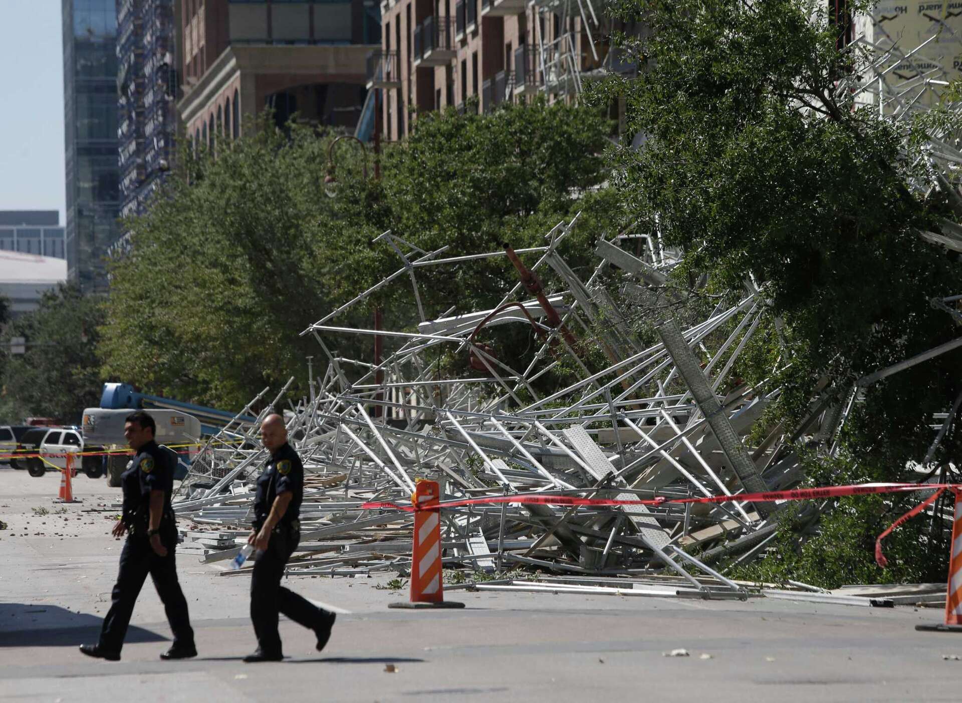 Construction scaffolding collapses near Minute Maid Ballpark; several ...