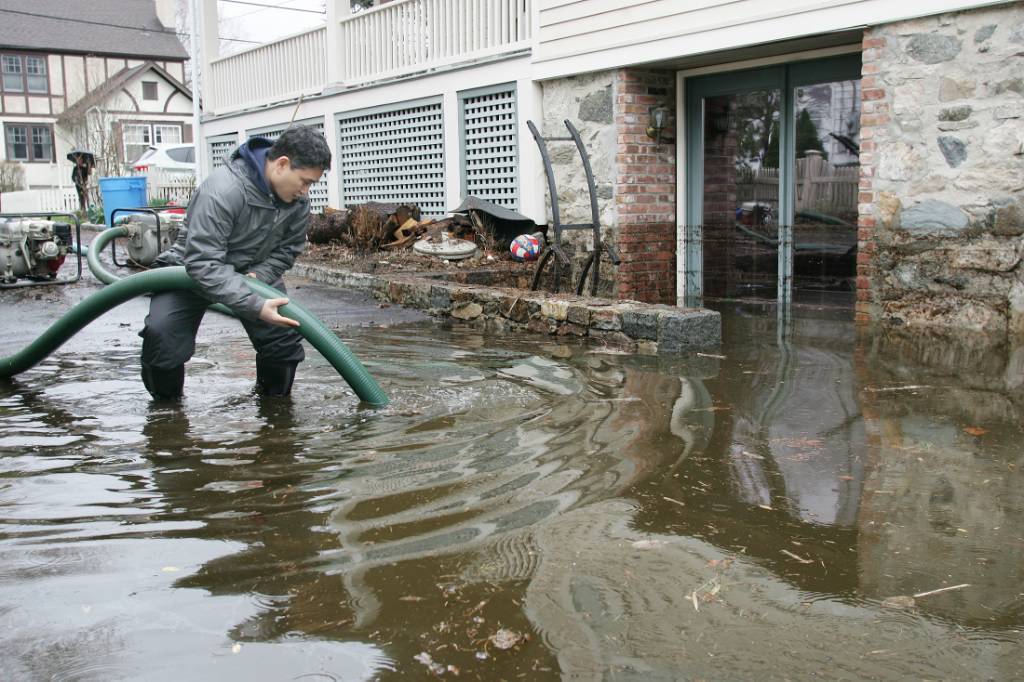 Storm warning; Town braces for flooding