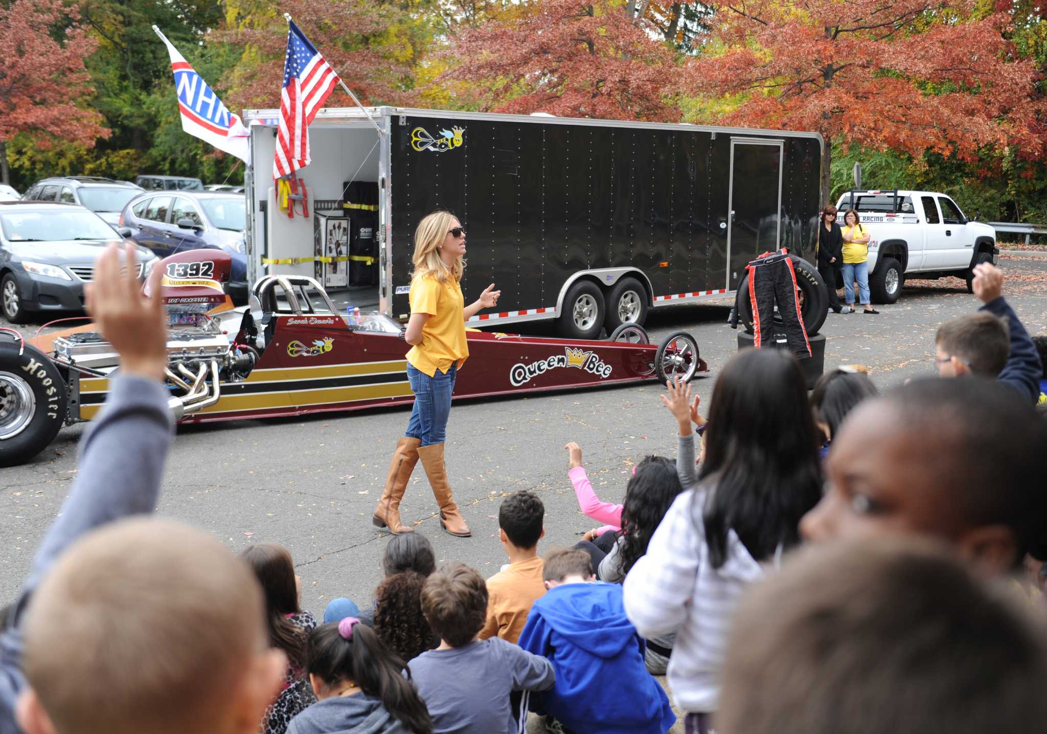 “Queen Bee” races home to alma mater