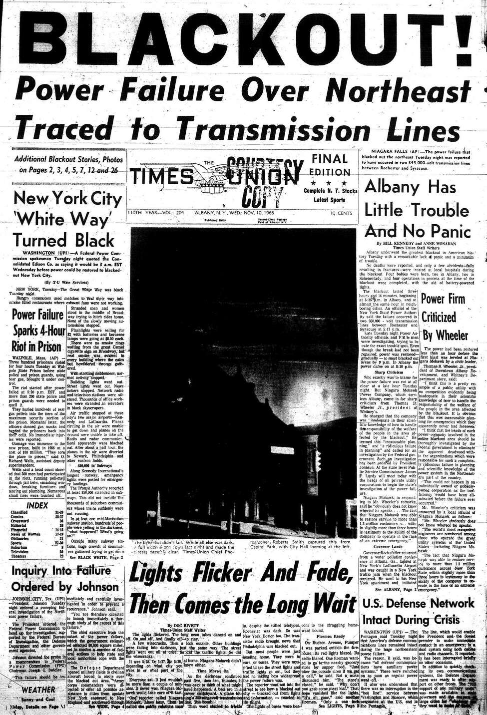 50 years ago — Albany went dark in the Great Northeast Blackout