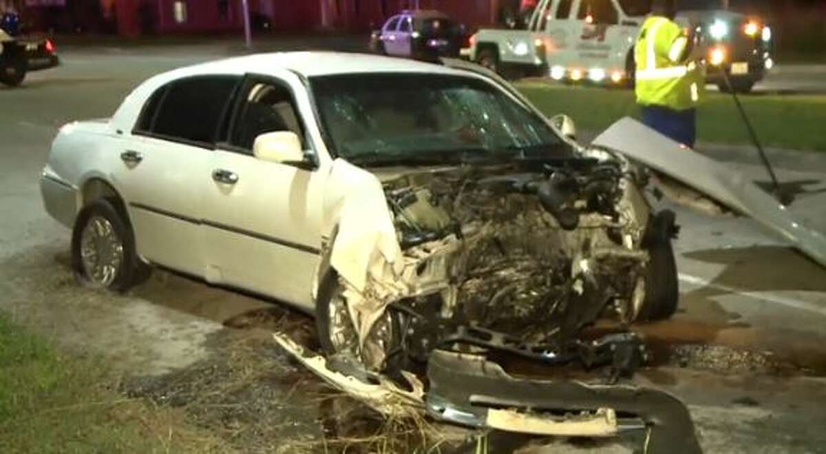 HPD vehicle at accident scene hit by speeding car