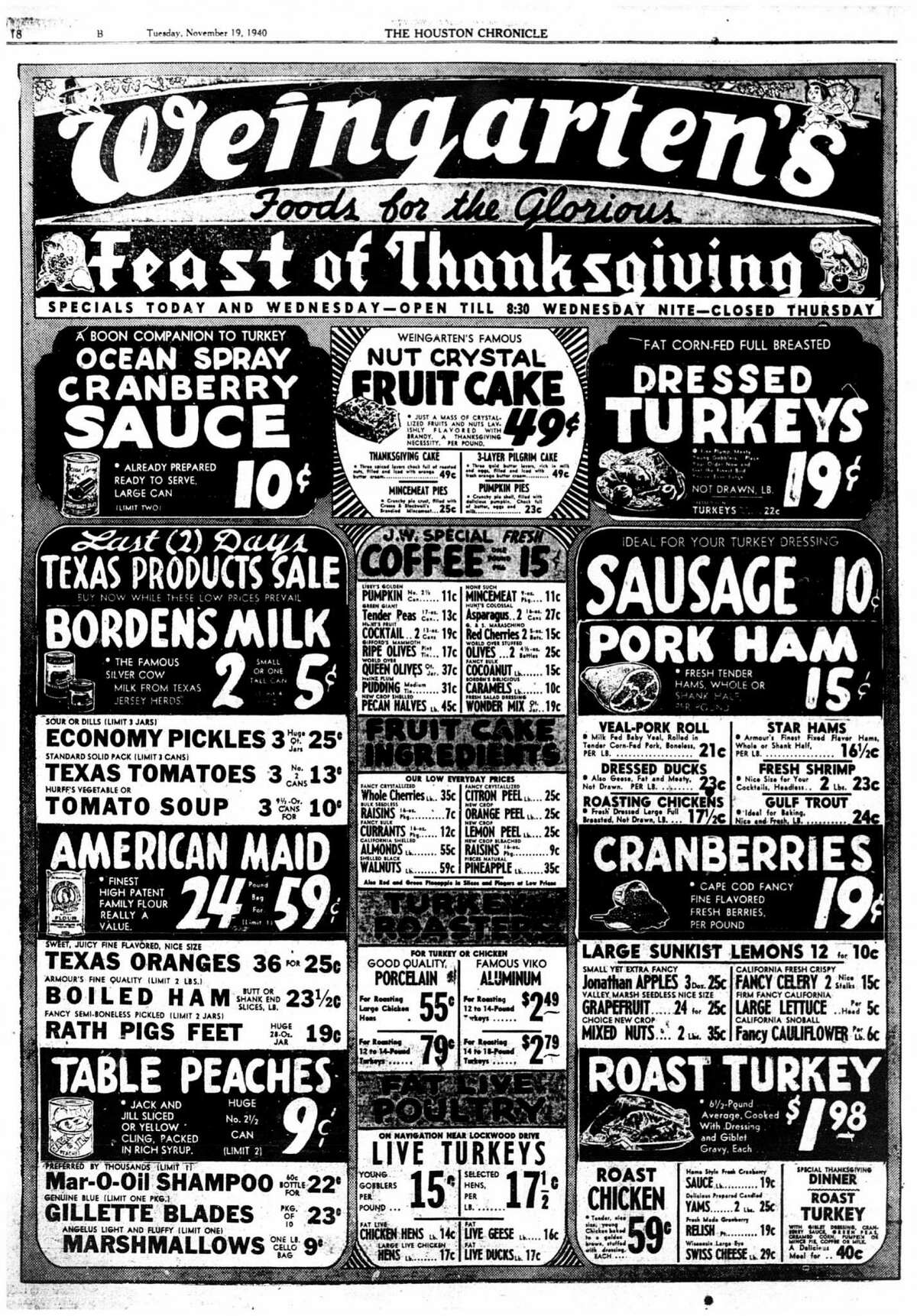 Thanksgiving grocery ads from Houston's past