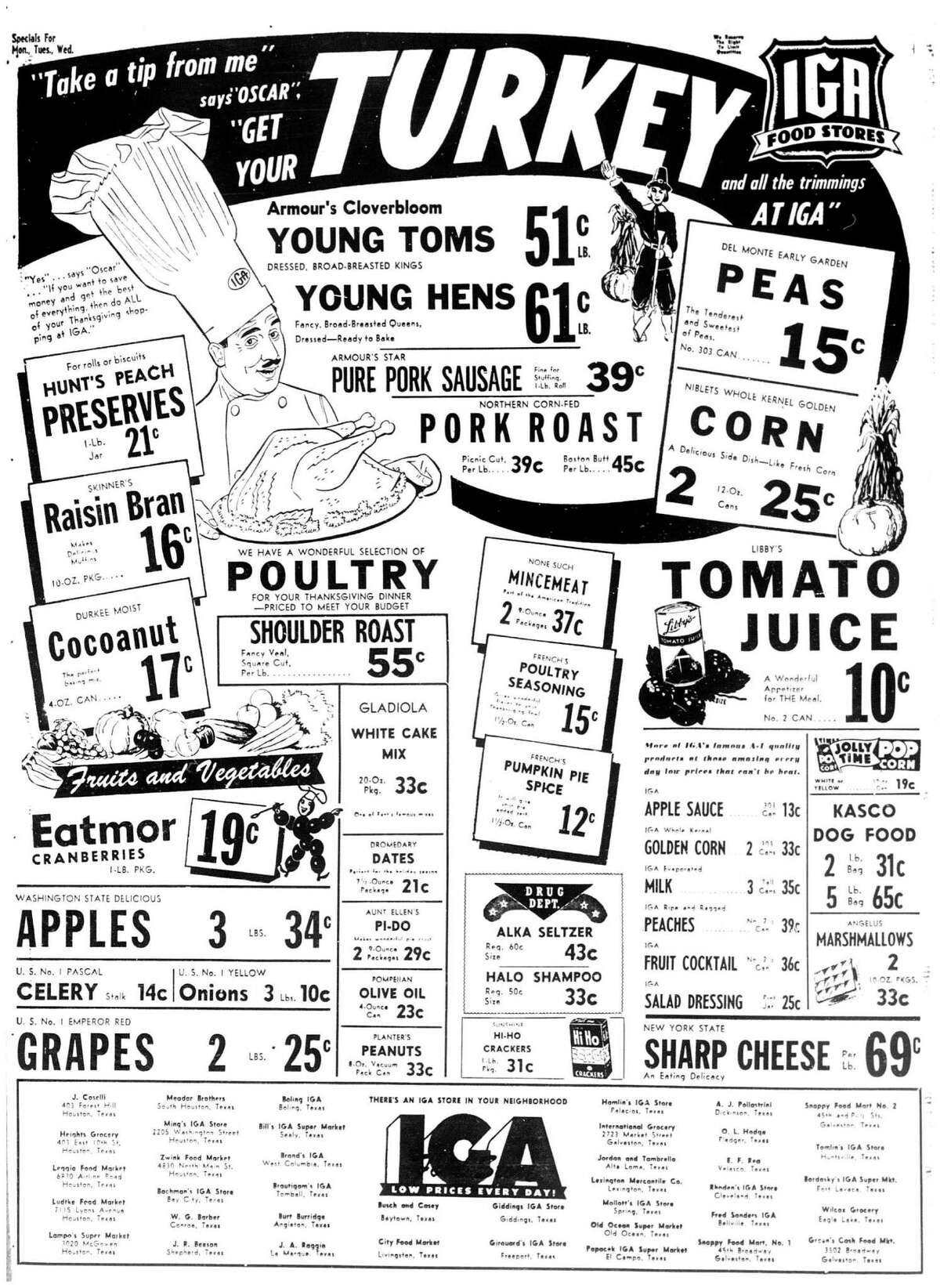Thanksgiving grocery ads from Houston's past